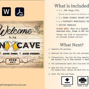Welcome to My Man Cave Sign. Printable A4/letter Size Word and PDF File ...