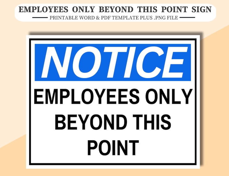 Employees Only Sign: Printable Notice (PDF, Word, PNG) - Etsy
