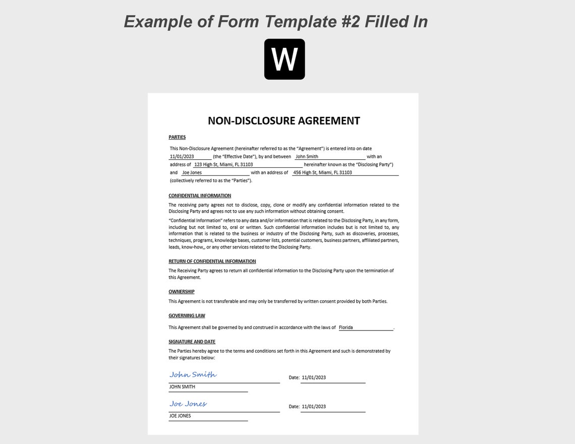 Non-disclosure Form. Editable & Printable Non Disclosure Template ...