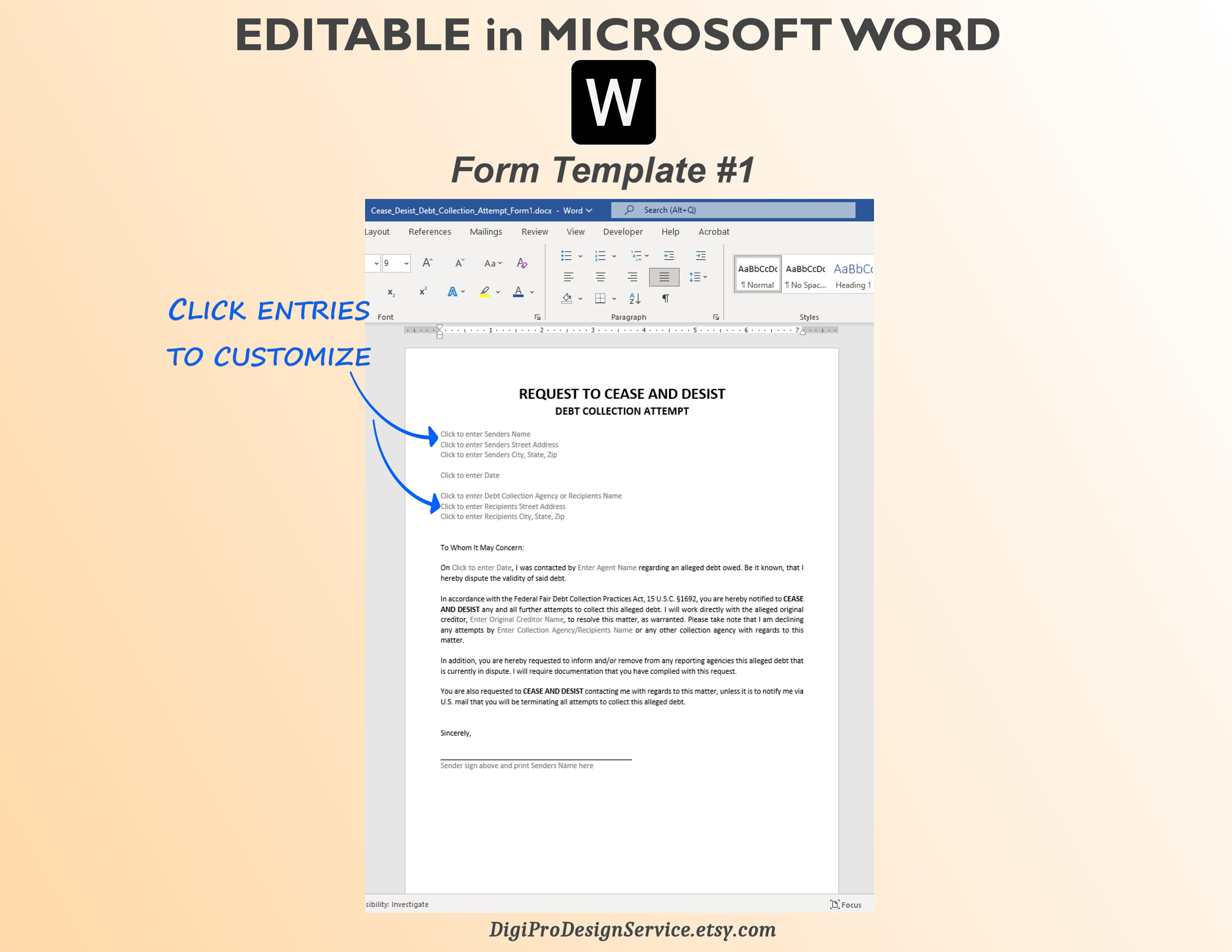 Defamation Cease and Desist Form: Editable Word & PDF Template - Etsy