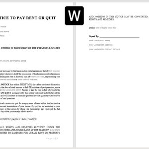 30-day Notice to Pay Rent or Quit - Editable Template (PDF, Word ...