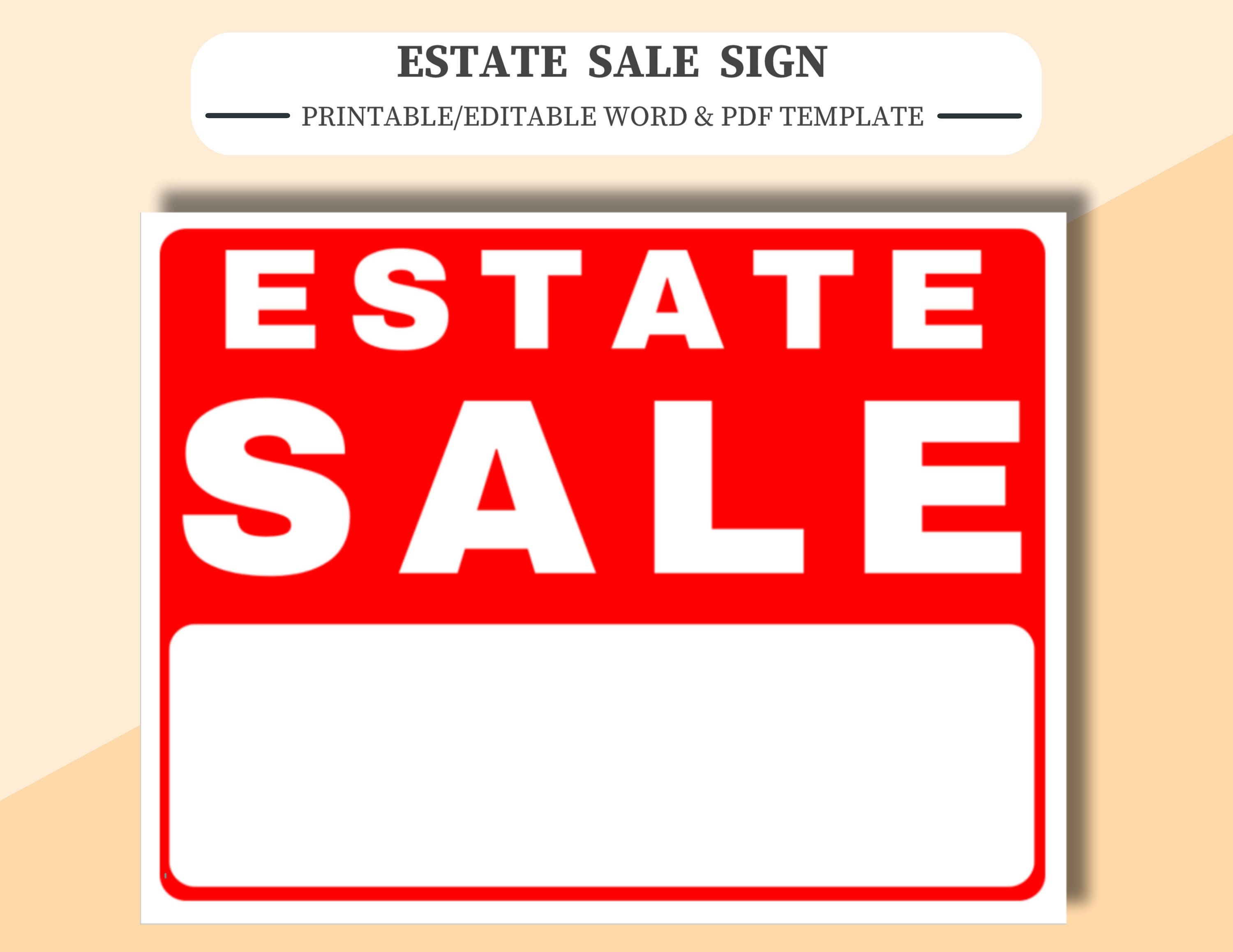 ESTATE Sale Sign. Printable/editable Estate Sale Sign in WORD & PDF ...