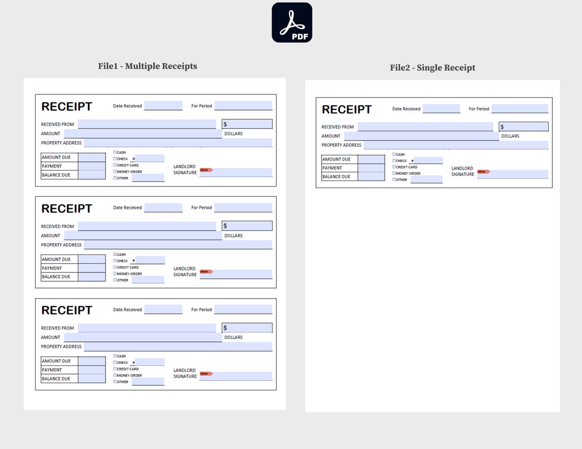 Editable Rent Receipt Template: Fillable PDF & Word (printable) - Etsy