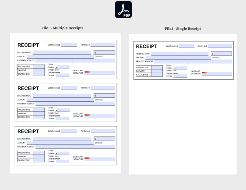 Editable Rent Receipt Template: Fillable PDF & Word (printable) - Etsy