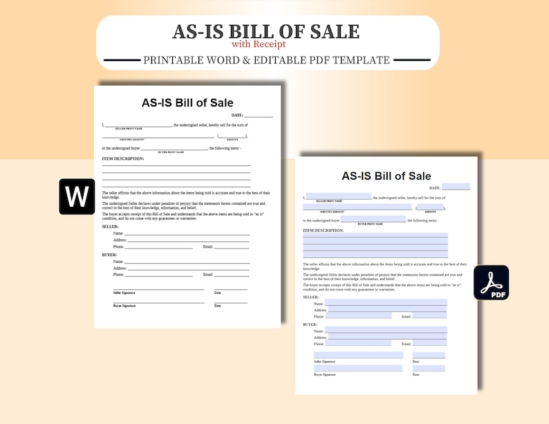 AS-IS Bill of Sale, Asis Bill of Sale, As-is Bill of Sale, as is Bill ...