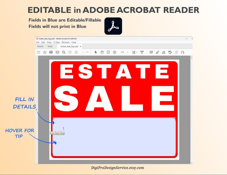 ESTATE Sale Sign. Printable/editable Estate Sale Sign in WORD & PDF ...