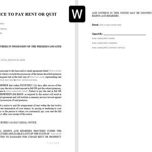 14-day Notice to Pay Rent or Quit - Editable Template (PDF, Word ...