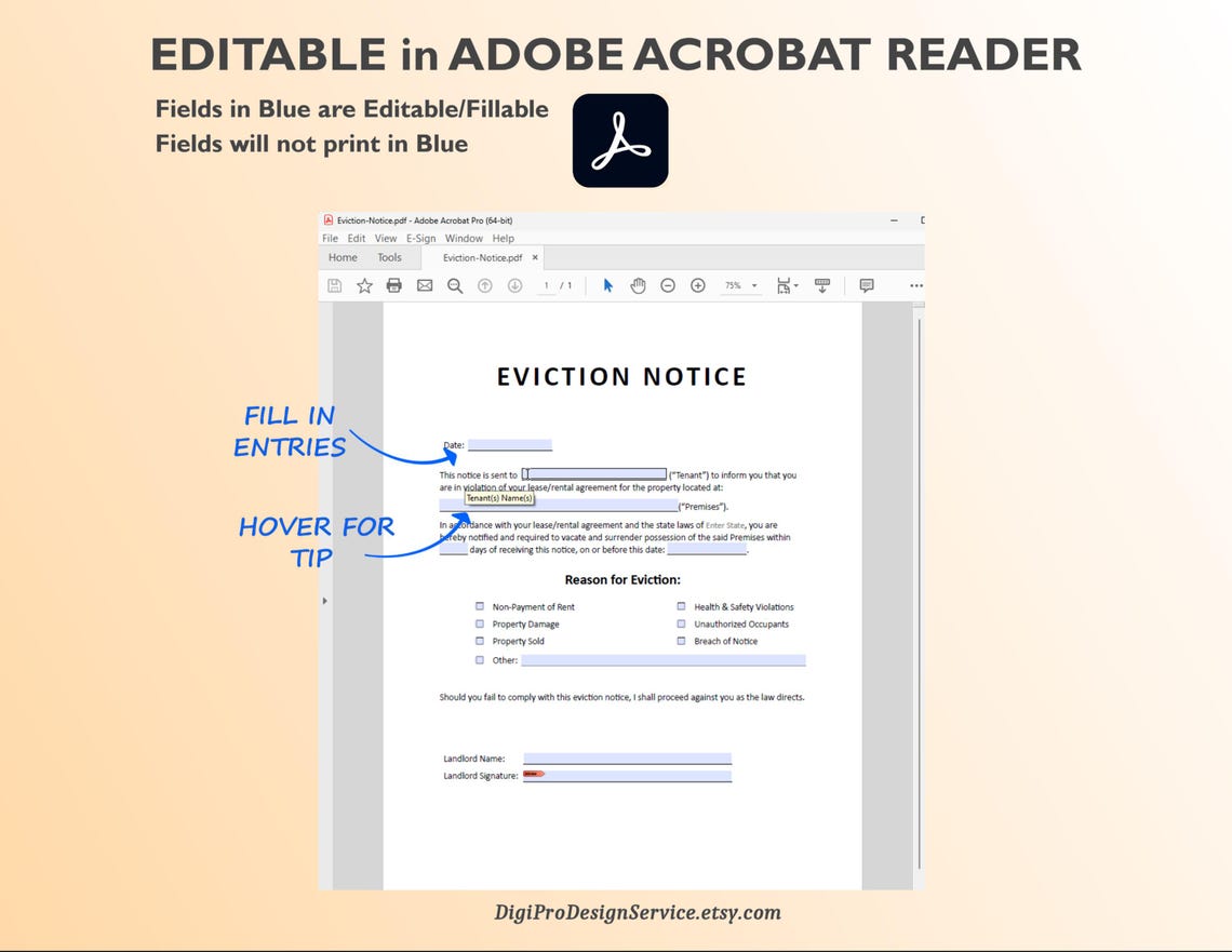 Editable Eviction Notice Template (PDF & Word) - Etsy