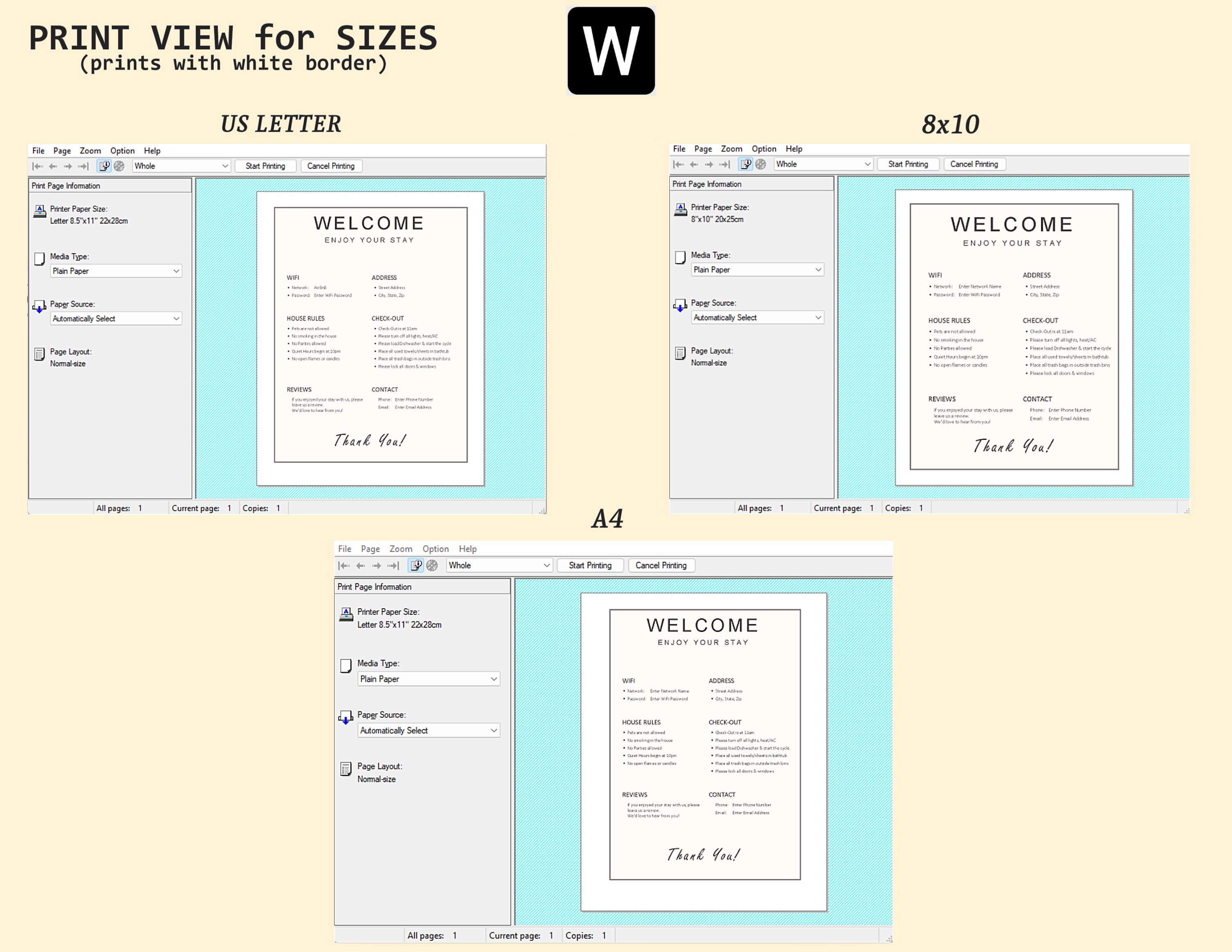 Airbnb Welcome Sign Editable Airbnb Sign in Word or Adobe PDF ...