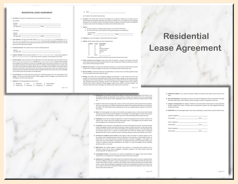 Landlord Rental Forms Bundle: Editable Lease Templates (word & PDF) - Etsy