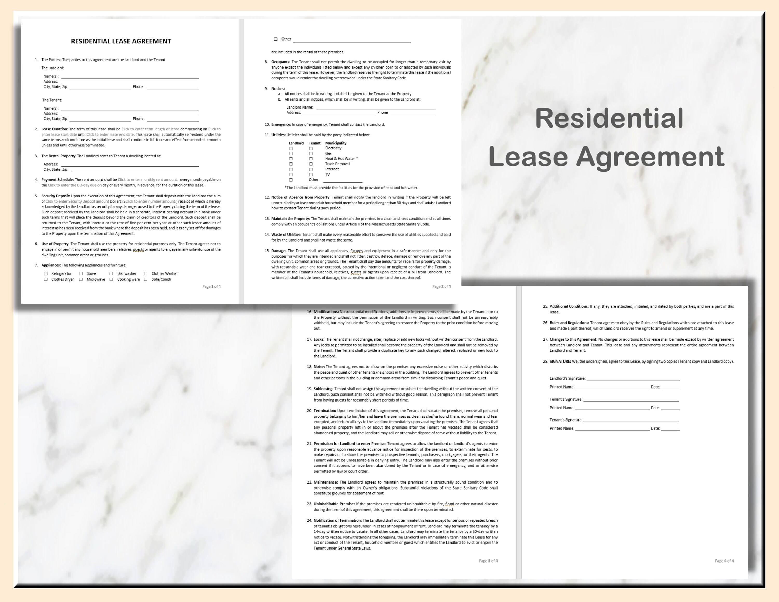 Landlord Rental Forms Bundle: Editable Lease Templates (word & PDF) - Etsy