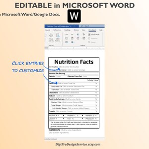 Editable Nutrition Facts Label Template (4x6 Inch) (PDF, Word, Google ...