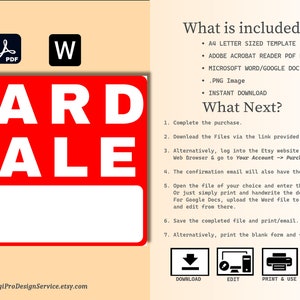 YARD SALE Sign. Printable/editable in Word & PDF Templates. Yard Sale ...