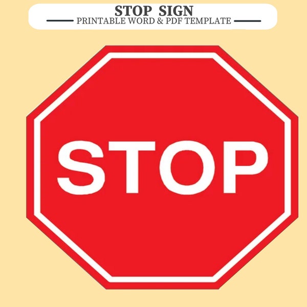 Printable Stop Sign - Etsy