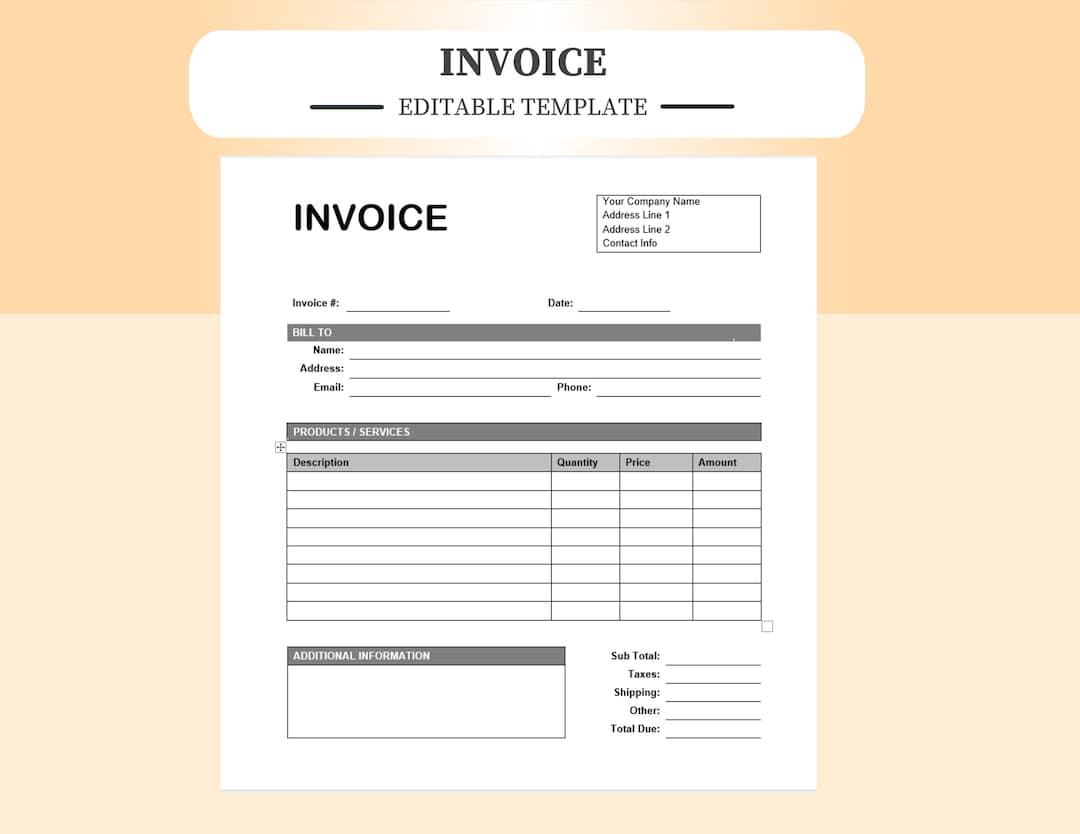 Invoice Template, Invoice Form, Business Invoice, Printable, Invoice ...