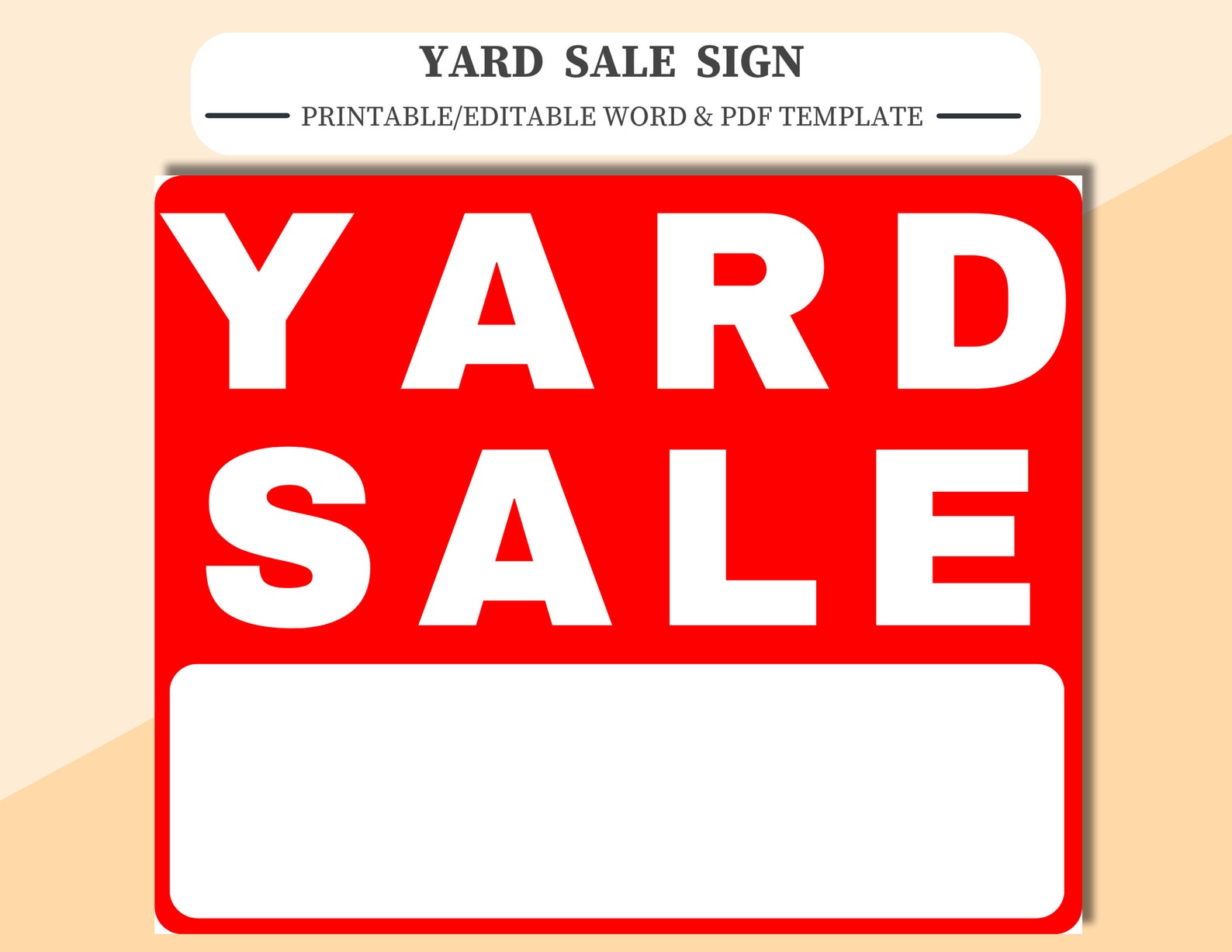 YARD SALE Sign. Printable/editable in Word & PDF Templates. Yard Sale ...