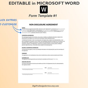Non-disclosure Form. Editable & Printable Non Disclosure Template ...