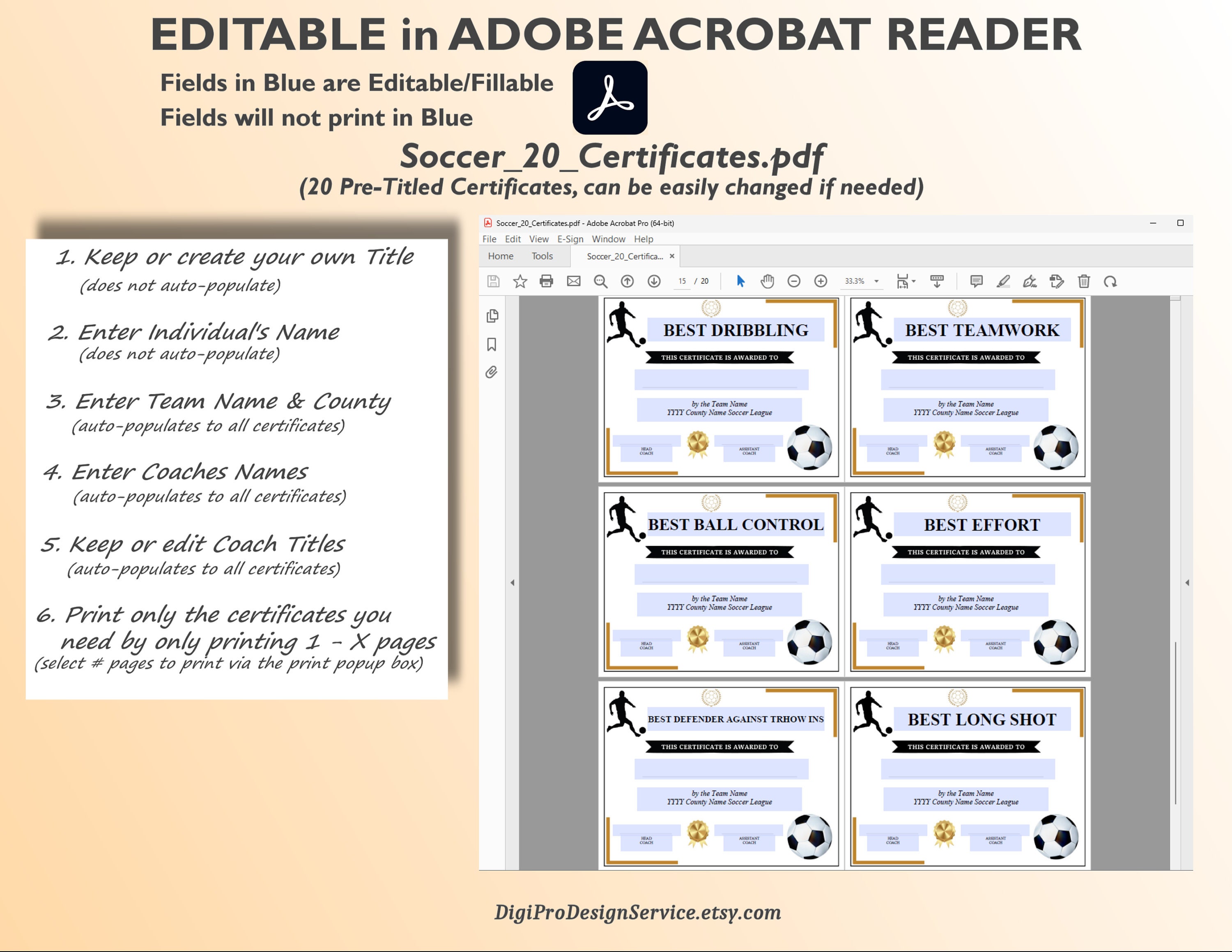 Editable Soccer Award Certificate Bundle (PDF Download) - Etsy