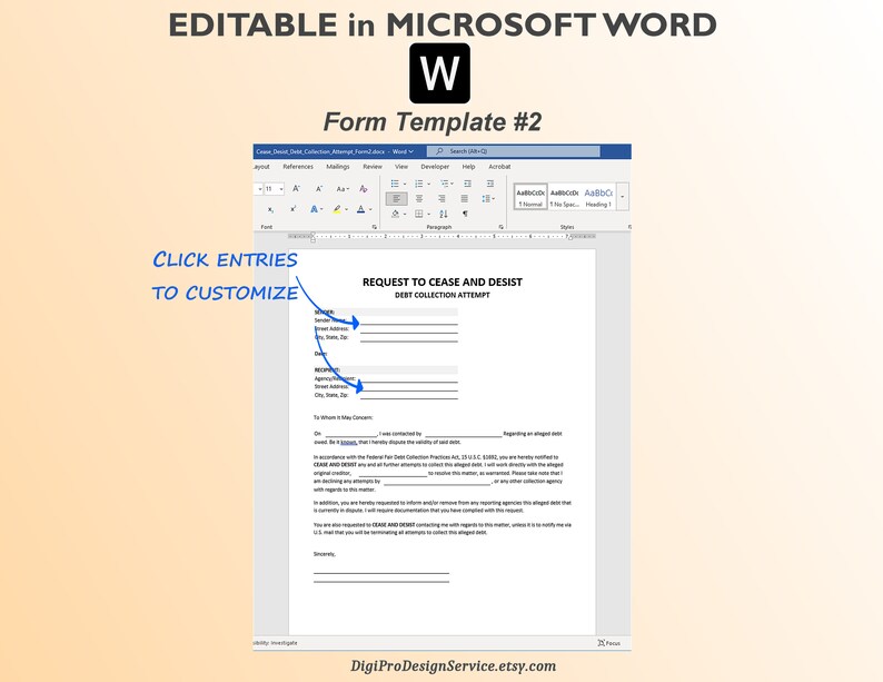 Defamation Cease and Desist Form: Editable Word & PDF Template - Etsy