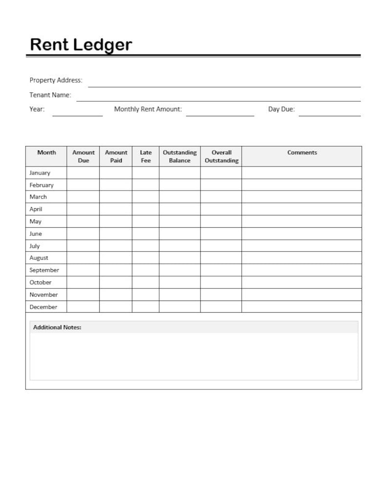 Landlord Rent Ledger: Editable Payment Tracker (word & PDF) - Etsy