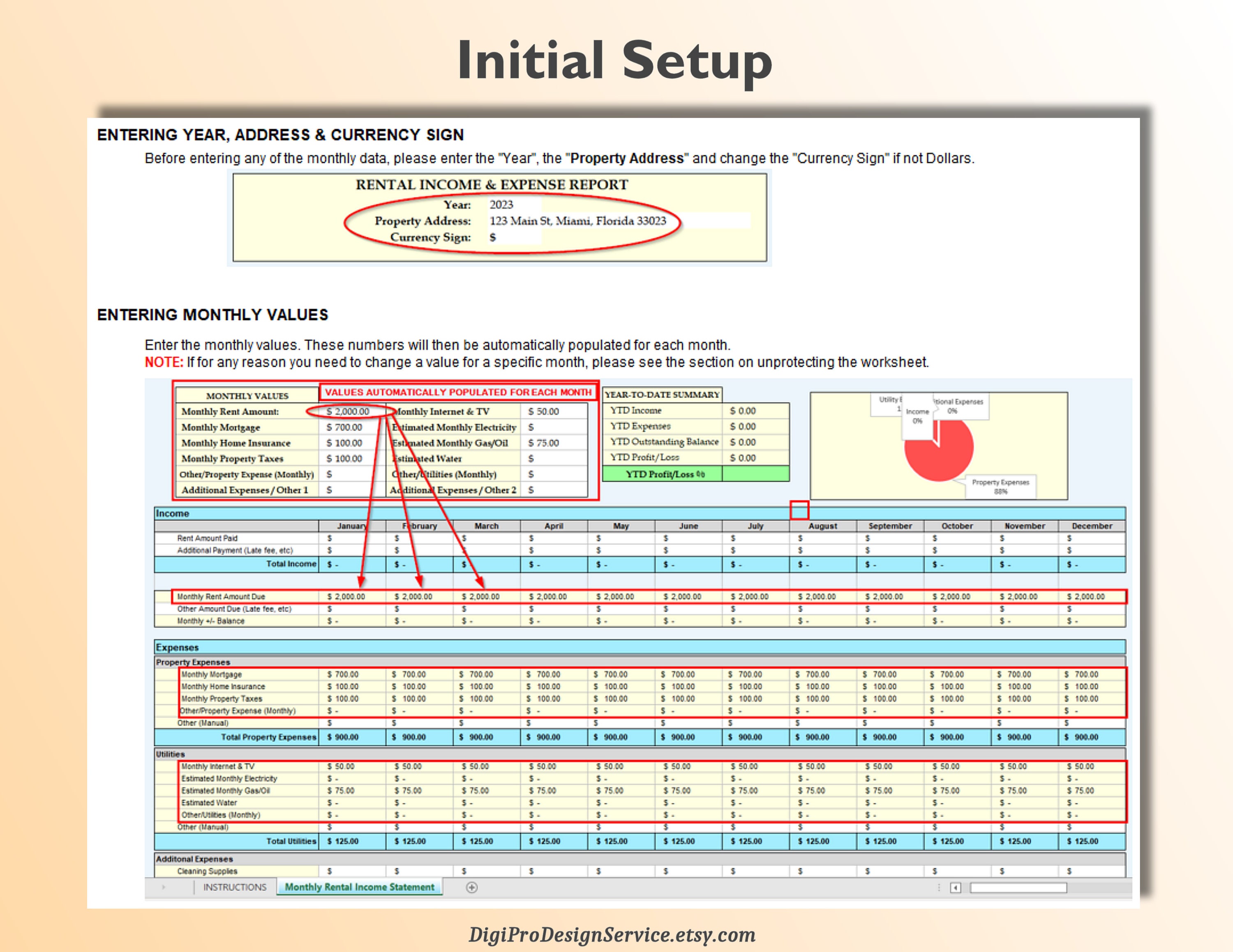 Rental Income & Expense Accounting Tracker Spreadsheet - Simple to Use ...