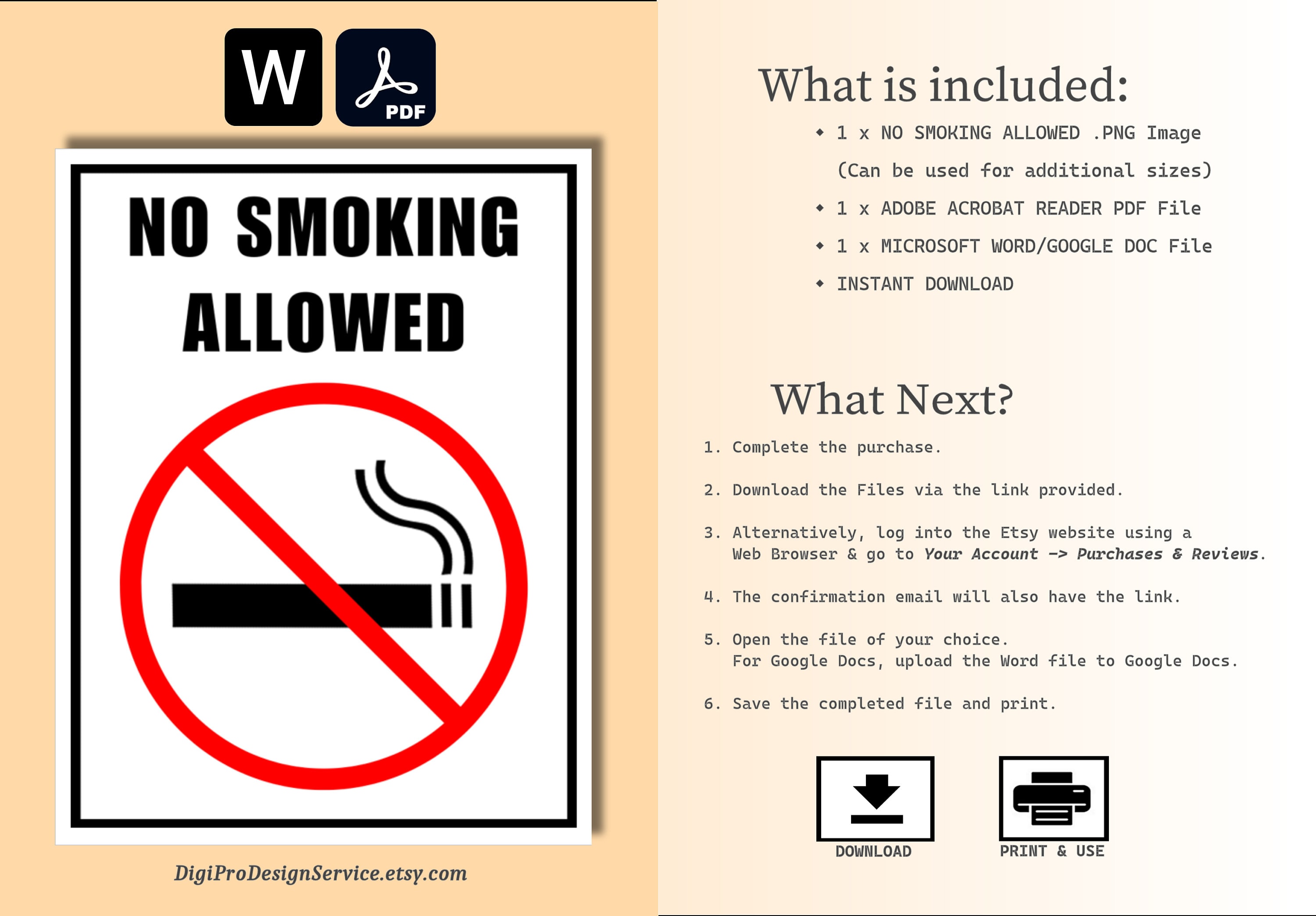 NO SMOKING ALLOWED Sign. Printable Word and Pdf File. Png Image File ...