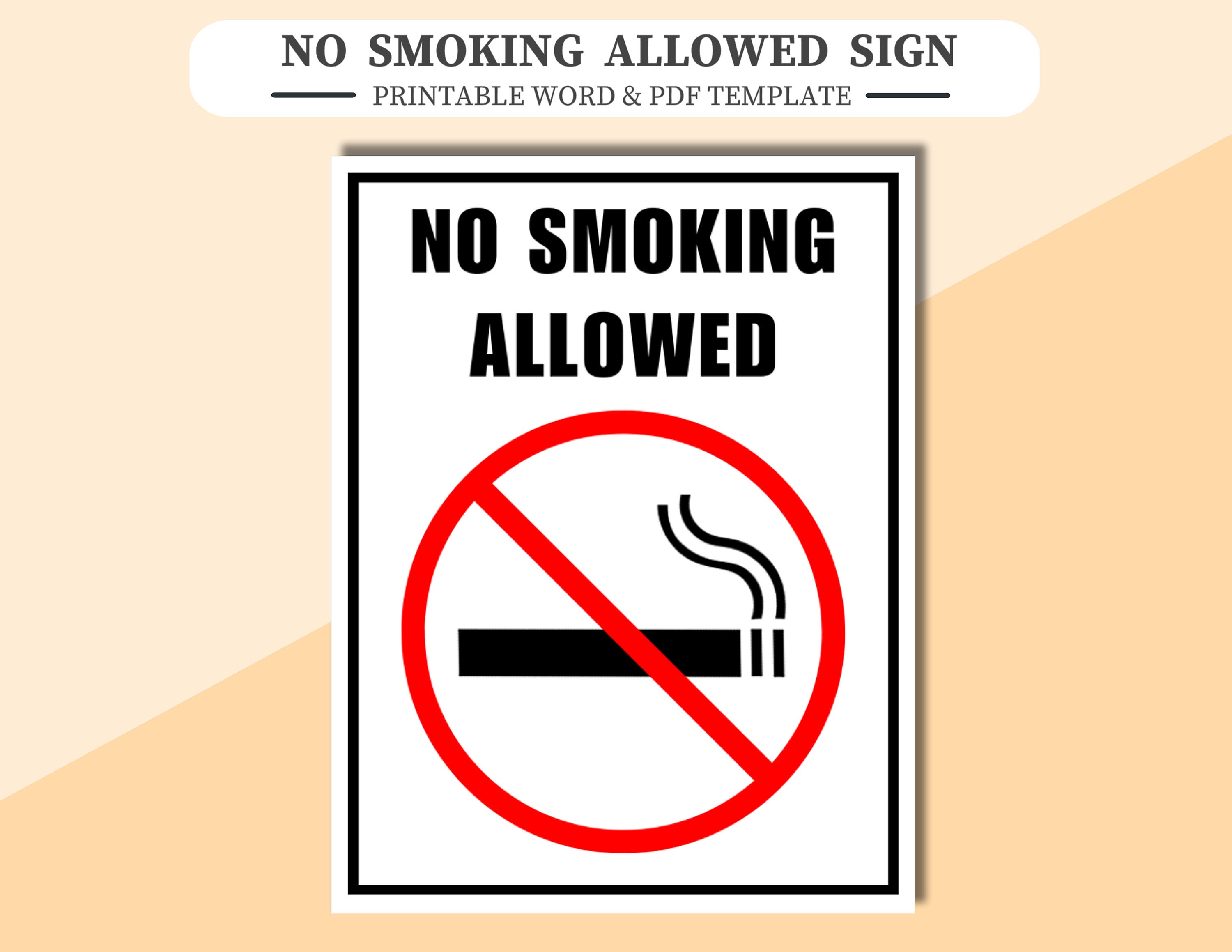 NO SMOKING ALLOWED Sign. Printable Word and Pdf File. Png Image File Also Included. Perfect for ...