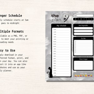 The Plan Daily Printable Planner Black Cat Daily Agenda - Etsy