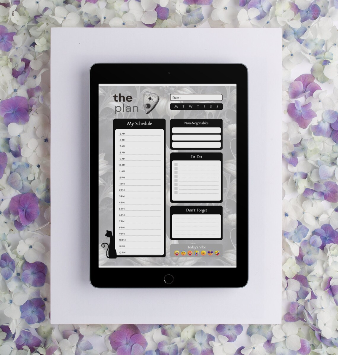 The Plan Daily Printable Planner, Black Cat Daily Agenda, Daily ...