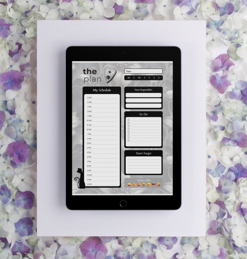 The Plan Daily Printable Planner, Black Cat Daily Agenda, Daily ...