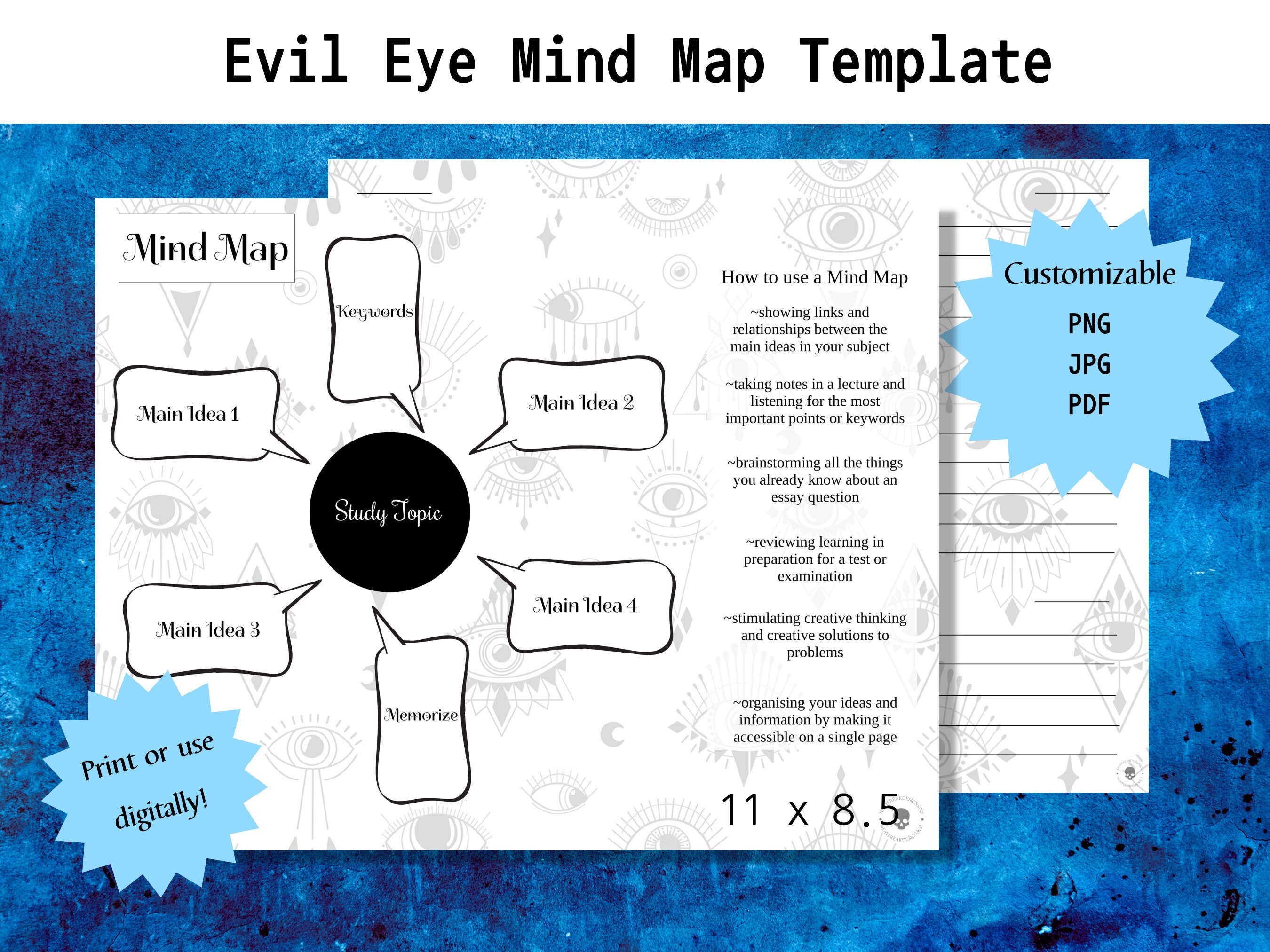 Mind Map Note Taking Template Digital Download Note Taking Template ...