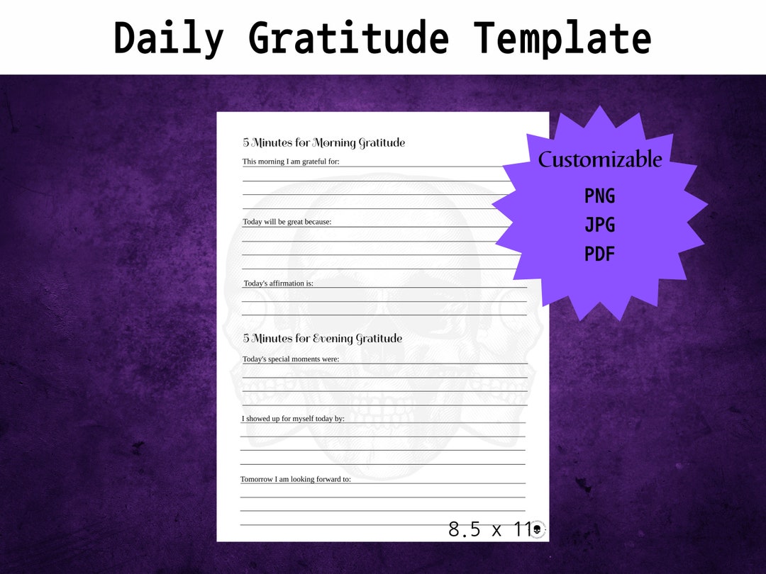 Gratitude Template Instant Download, Daily Gratitude Template ...
