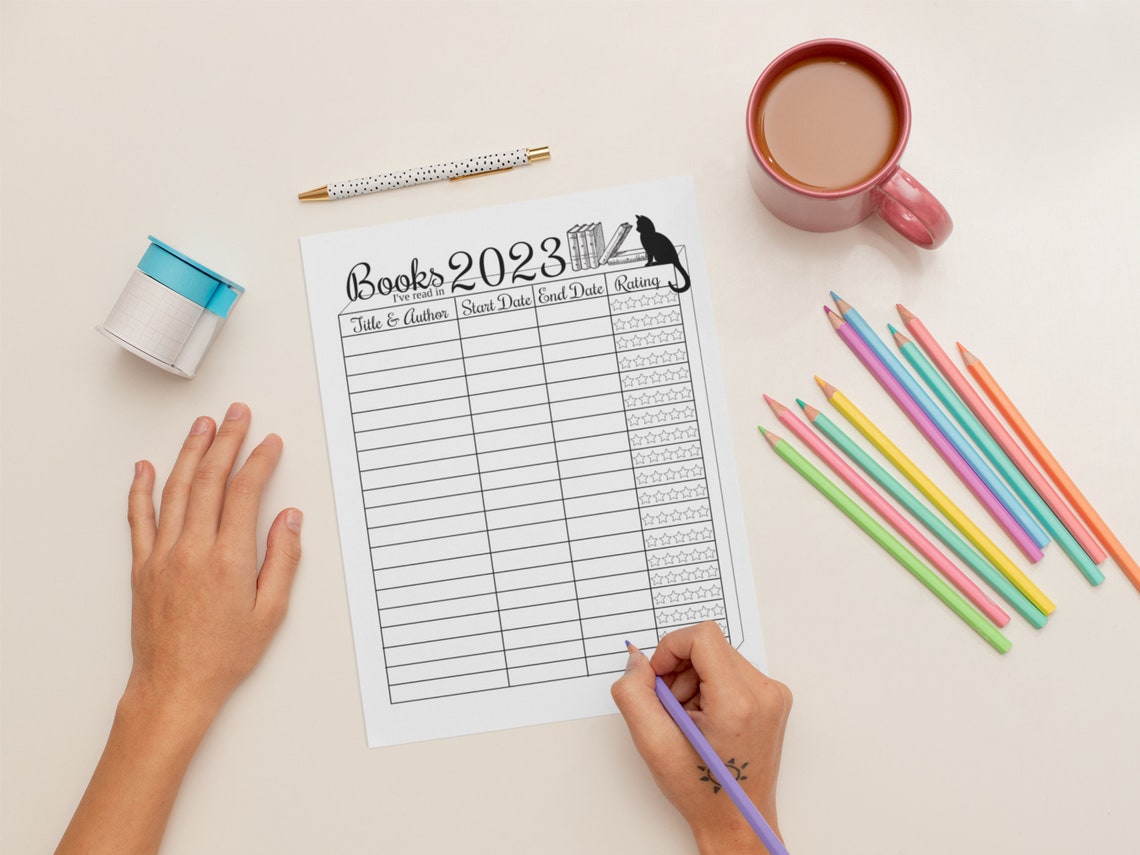 Printable Book Log Template for Bookworms Black Cat Book Log Digital ...