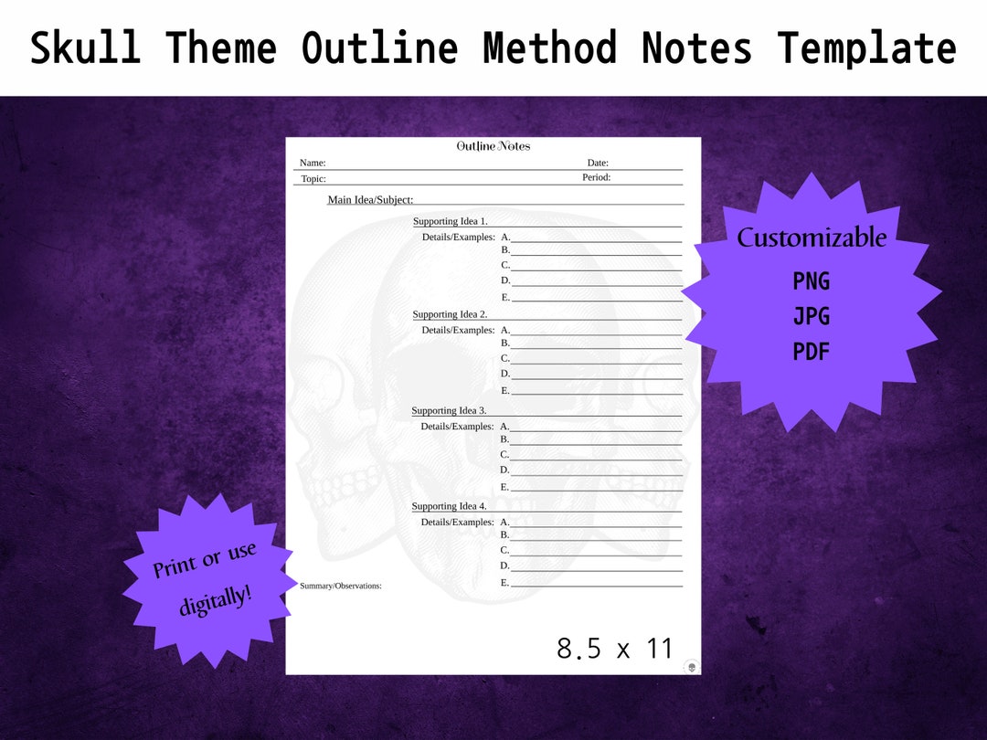 Outline Method Note Taking Template Digital Download Note Taking ...
