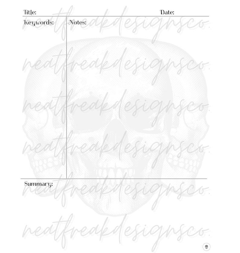 Cornell Method Note Taking Template Digital Download Note - Etsy