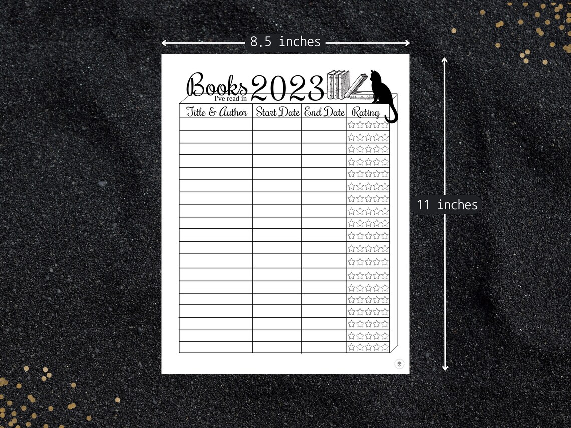 Printable Book Log Template for Bookworms Black Cat Book Log Digital ...