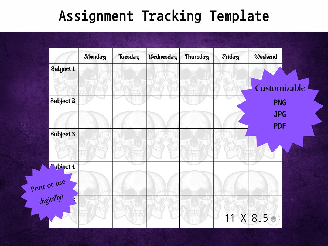 Assignment Tracker, Assignment Planner, Digital Download, Student ...