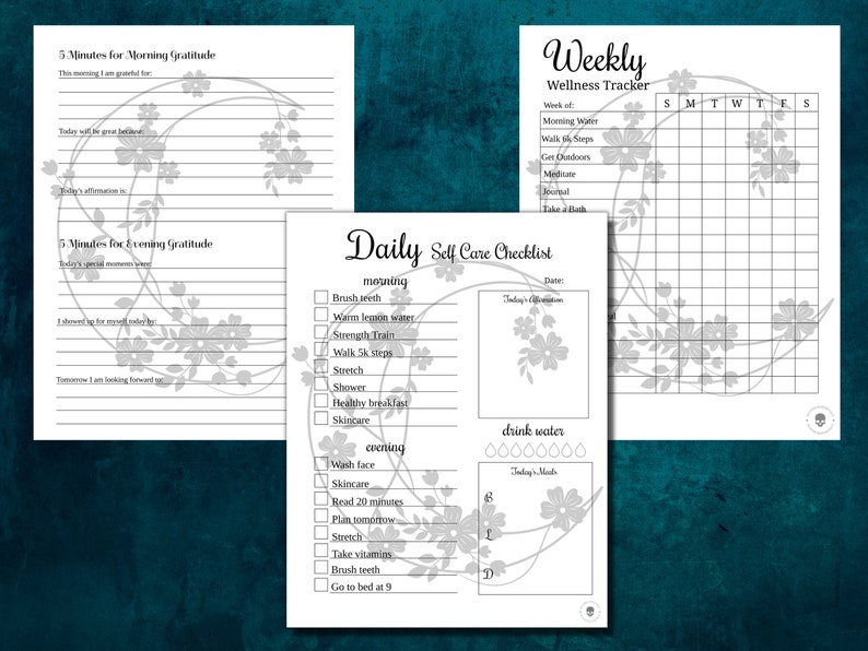 Editable Printable and Digital Wellness Trackers Floral Moon Wellness ...