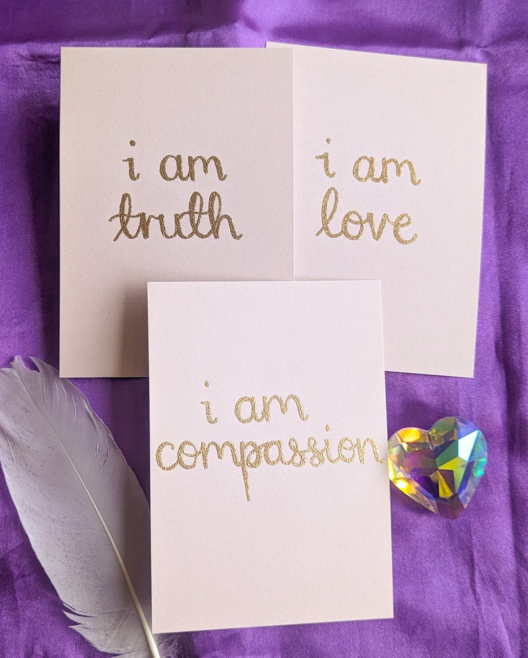 Set of 3 Handmade Healing Affirmation Cards, I Am Love, I Am Truth, I ...