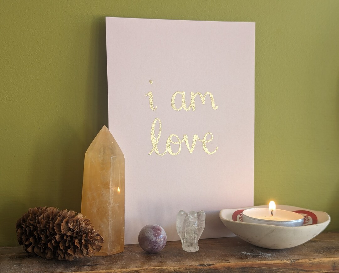 I Am Love, Healing Affirmation Card, Spiritual Gift, Altar Card, Healing Art, Embodiment Card ...