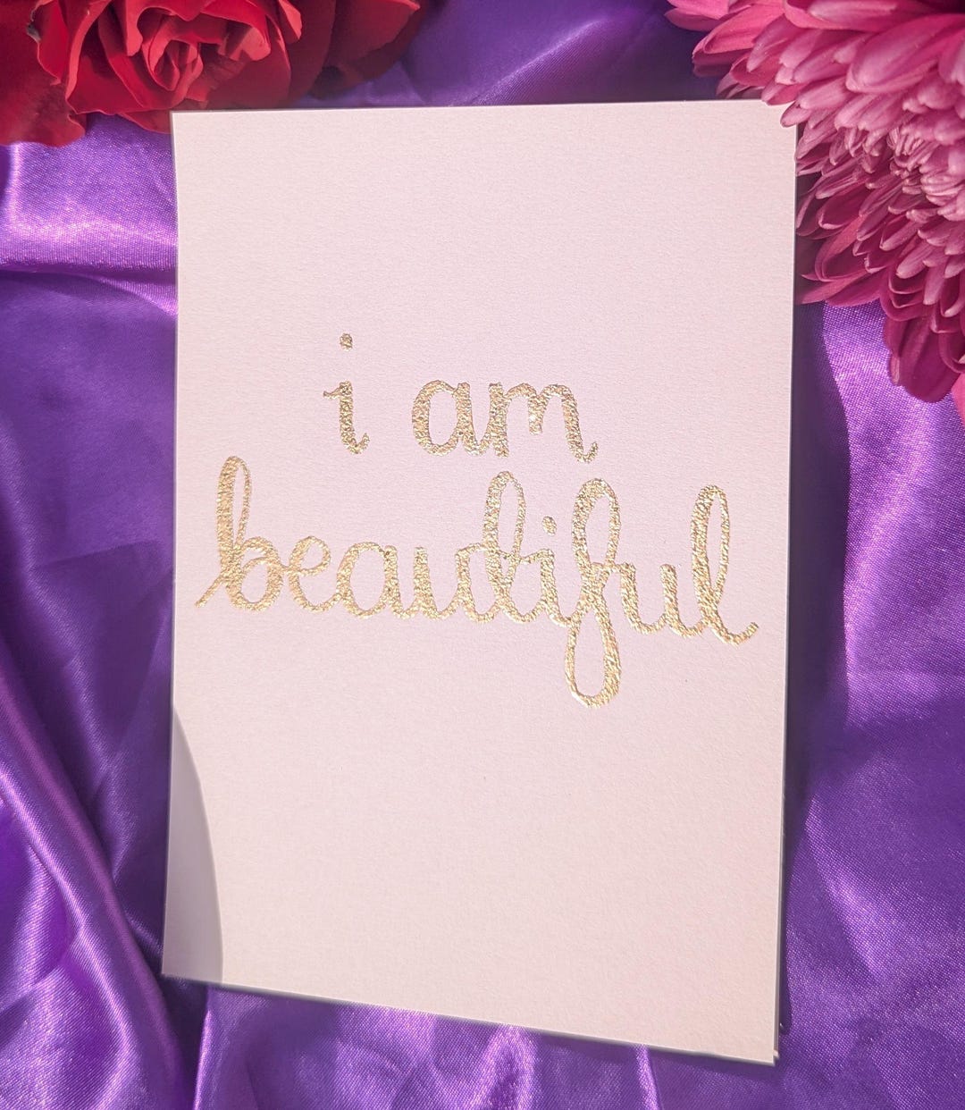 I Am Beautiful, Handmade Healing Affirmation Card, Spiritual Gift, Altar Card, Healing Art ...