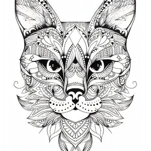 Adult Colouring Book Mandala Cats 50 Digital Coloring Pages (printable ...
