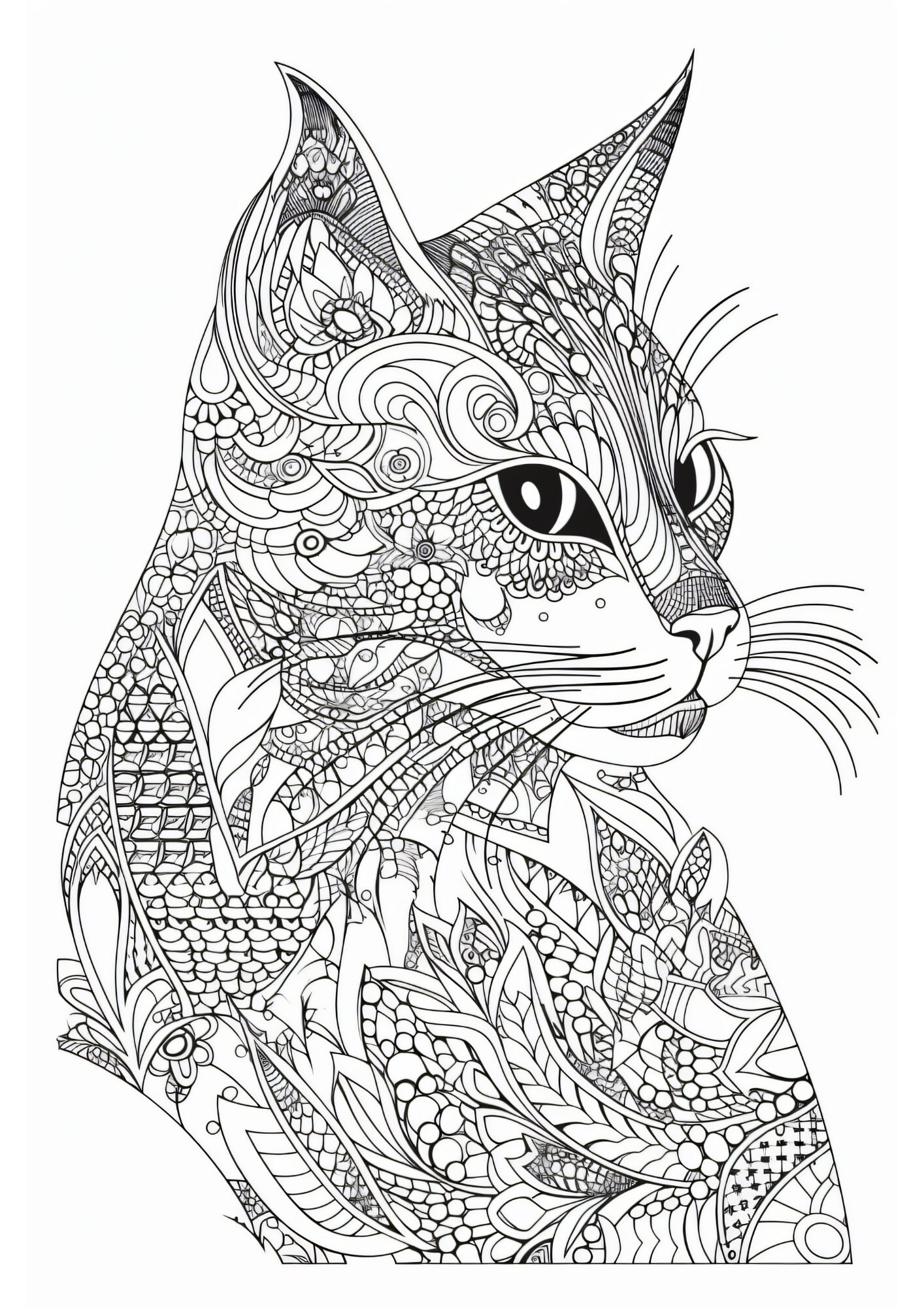 Adult Colouring Book Mandala Cats 50 Digital Coloring Pages (printable ...