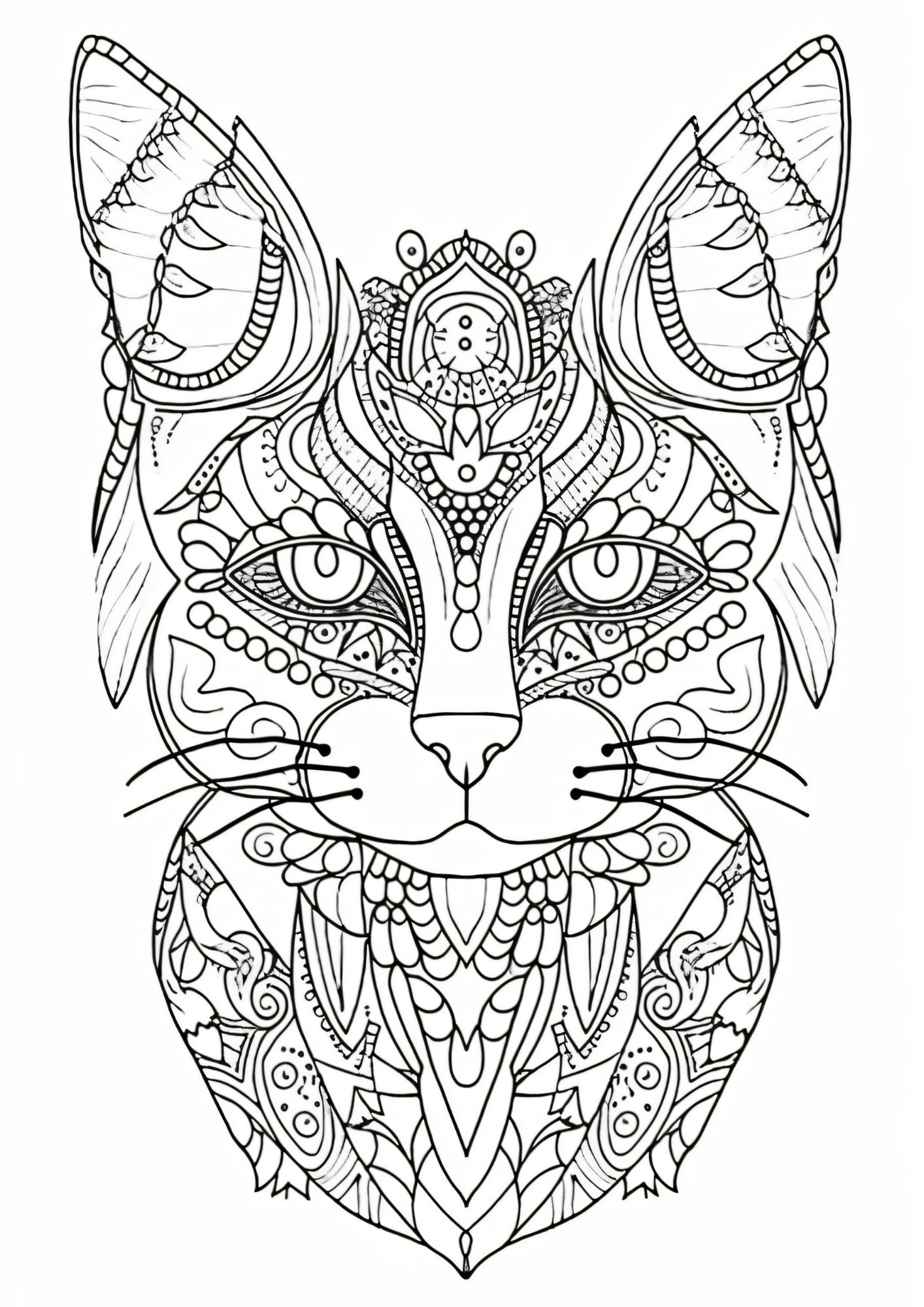 Adult Colouring Book Mandala Cats 50 Digital Coloring Pages (printable ...