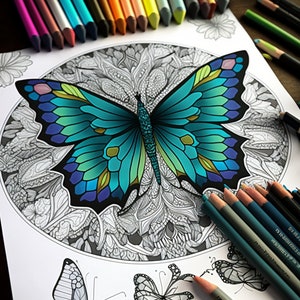 Adult Colouring Book Mandala Butterflies 50 Digital Coloring Pages ...