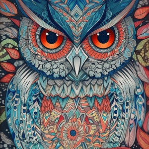 Adult Colouring Book Mandala Owls 50 Digital Coloring Pages (printable ...