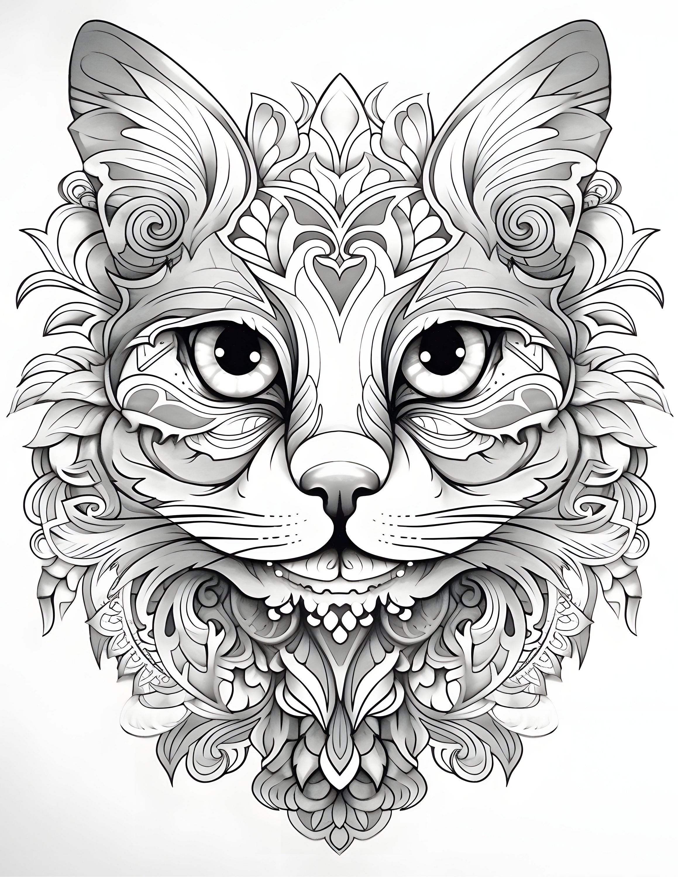 Adult Colouring Book Mandala Cats Vol 2 50 Digital Coloring Pages ...
