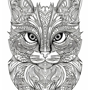 Adult Colouring Book Mandala Cats 50 Digital Coloring Pages (printable ...