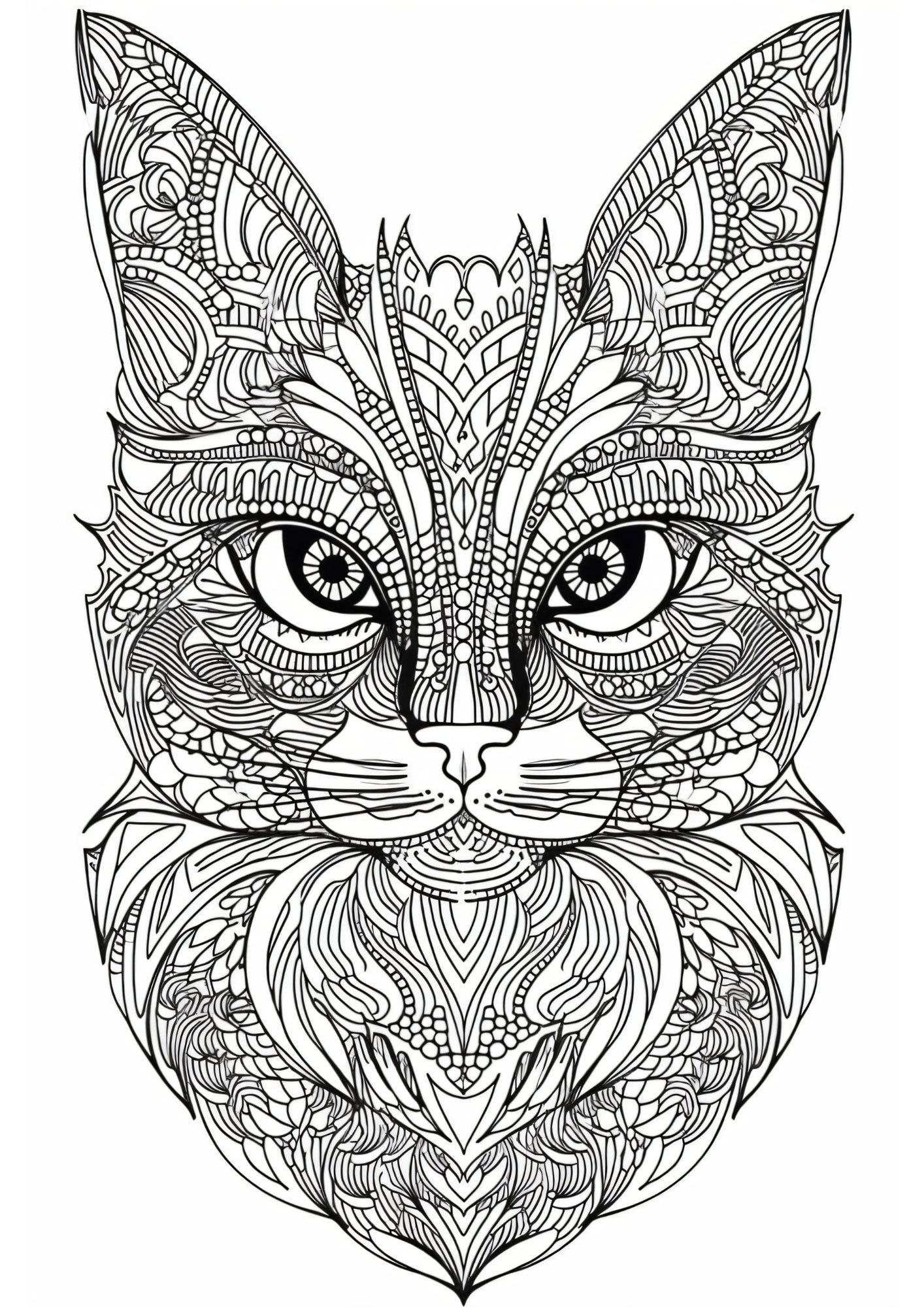 Adult Colouring Book Mandala Cats 50 Digital Coloring Pages (printable ...