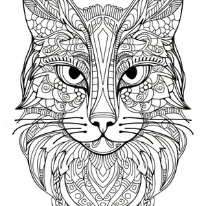 Adult Colouring Book Mandala Cats 50 Digital Coloring Pages (printable ...